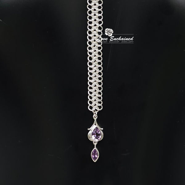 Mermaid Princess Leash, Amethyst ~ Luxury sterling silver submissive L - Love Enchained