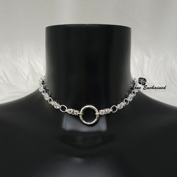 Venus O Princess collar ~ sterling silver O ring - Love Enchained