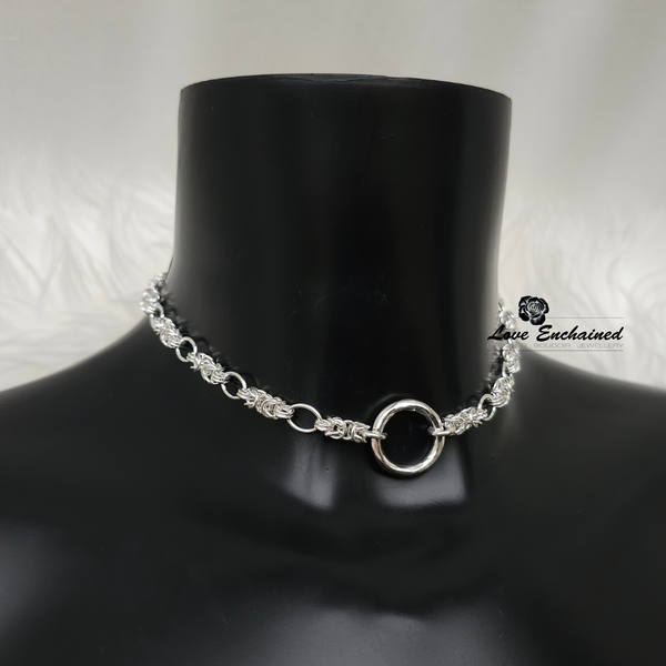 Venus O Princess collar ~ sterling silver O ring - Love Enchained