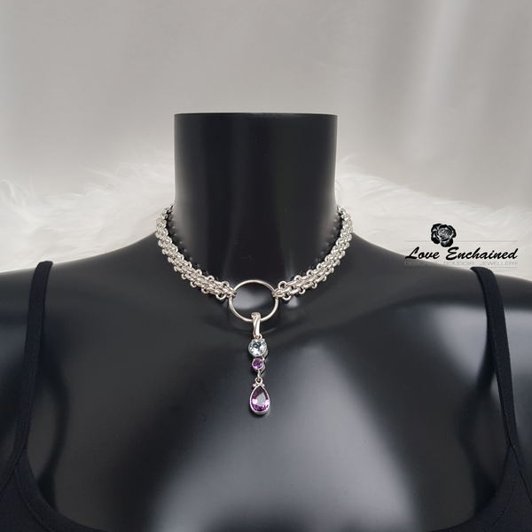 Entwined O submissive collar - Luxury sterling silver chain and large - Love Enchained